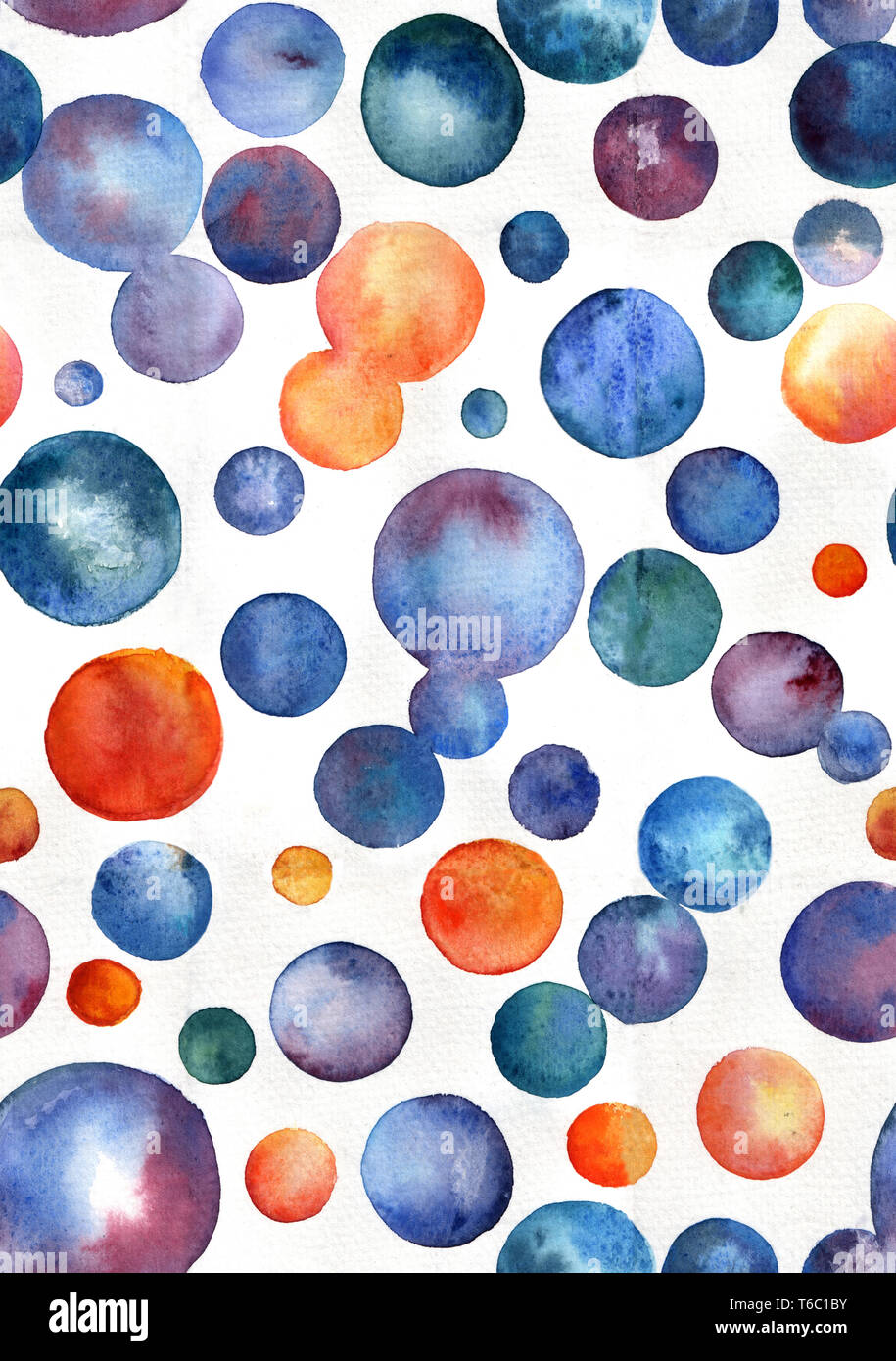 Abstract seamless pattern with watercolor circles. Hand-drawn ...