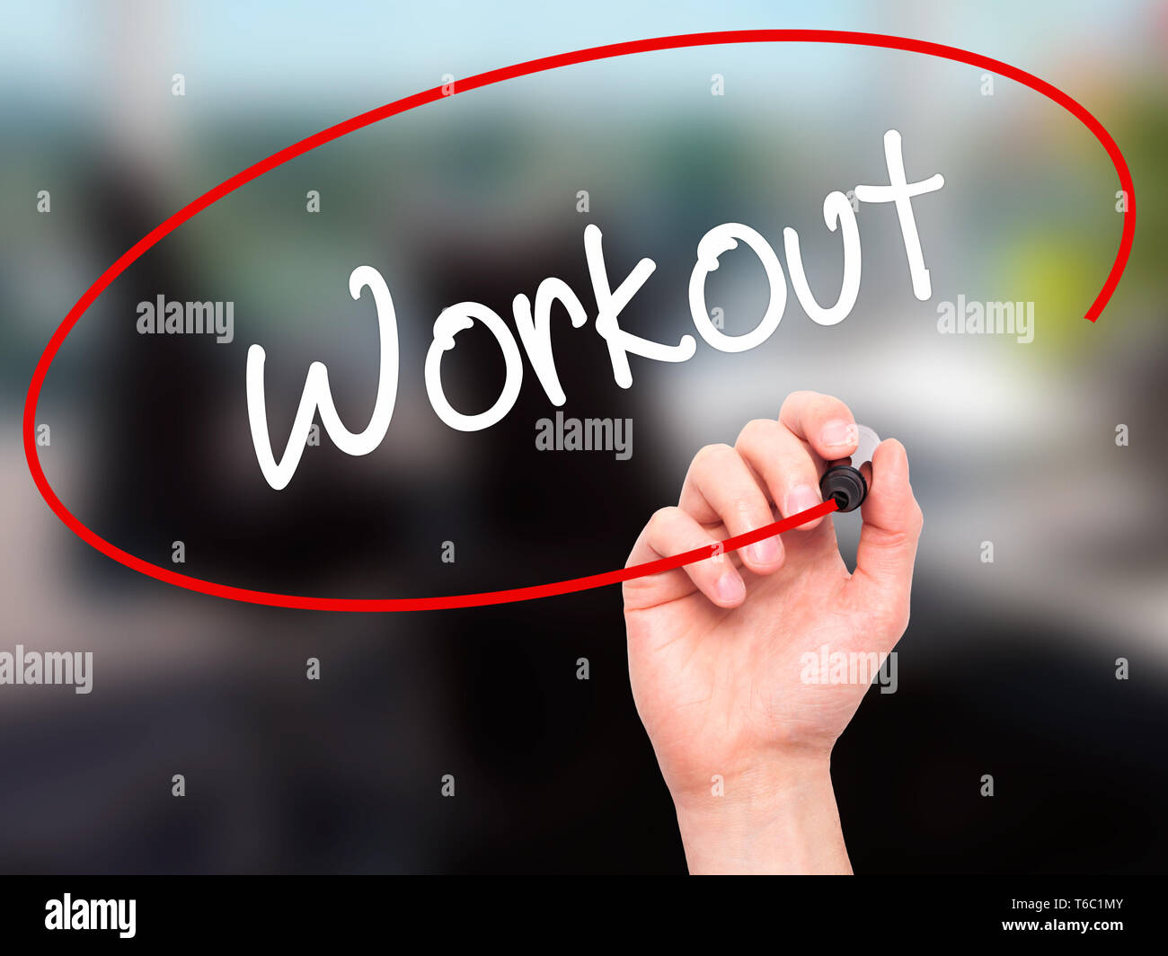 Man Hand writing Workout with black marker on visual screen Stock Photo ...