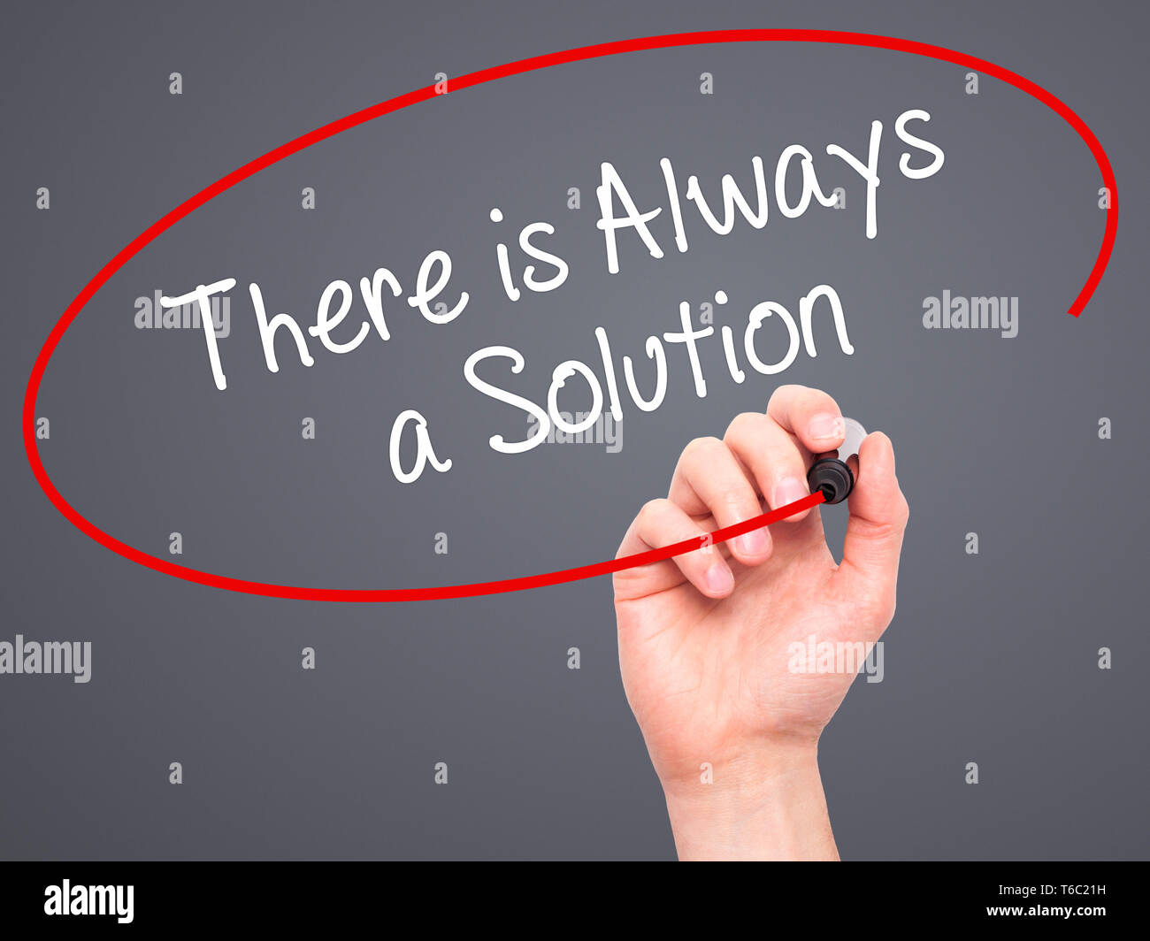 Man Hand writing There is Always a Solution with black marker on visual ...