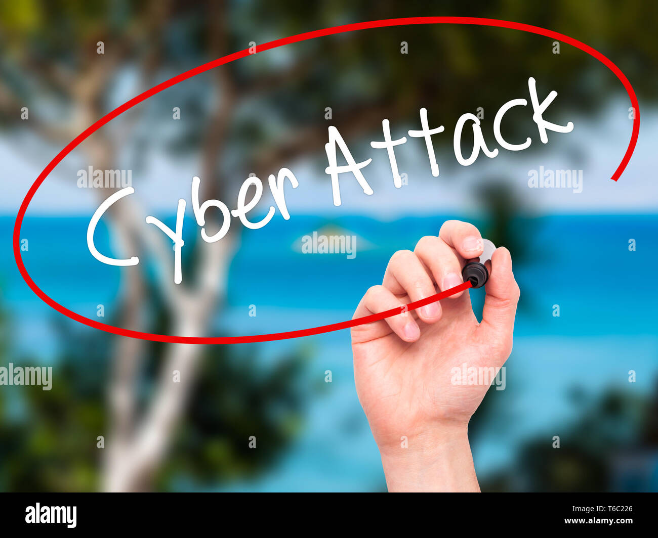 Man Hand writing Cyber Attack with black marker on visual screen Stock ...