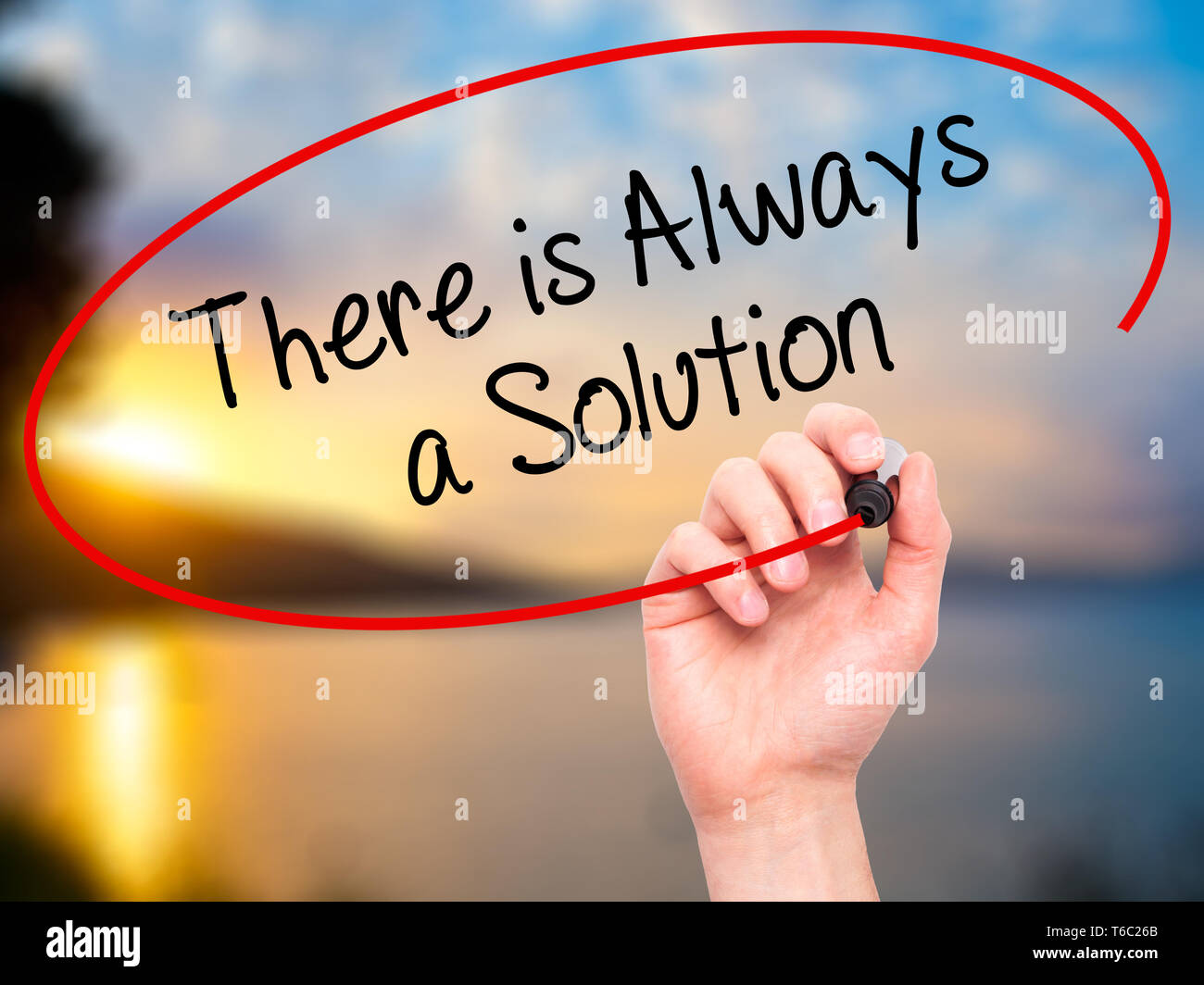 Man Hand writing There is Always a Solution with black marker on visual ...