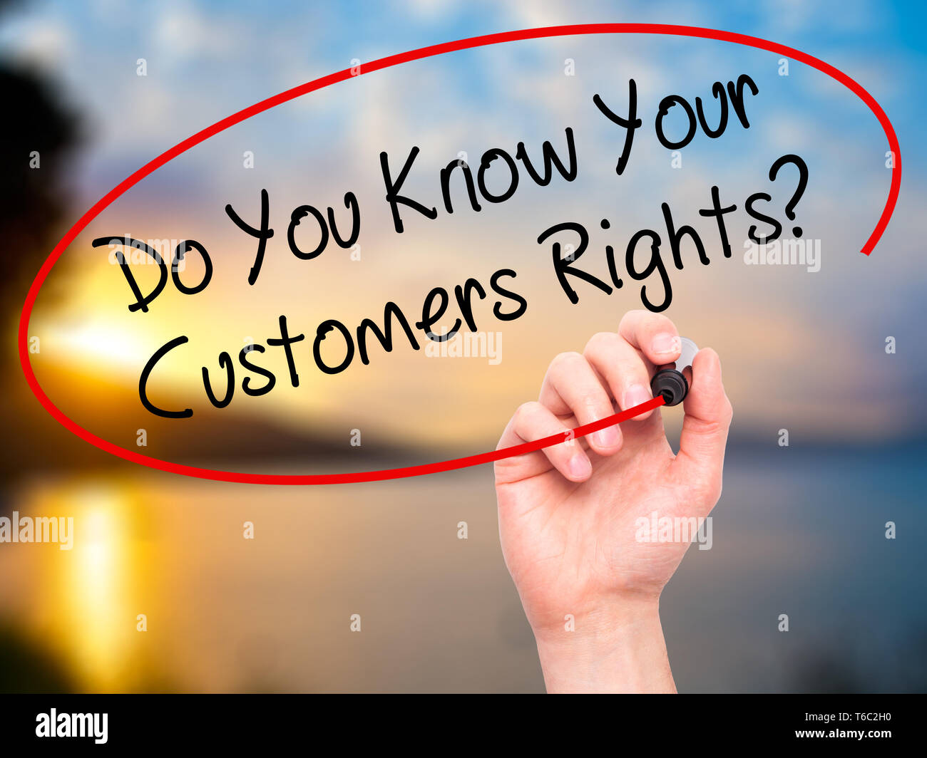 Man Hand writing Do You Know Your Customers Rights? with black marker ...