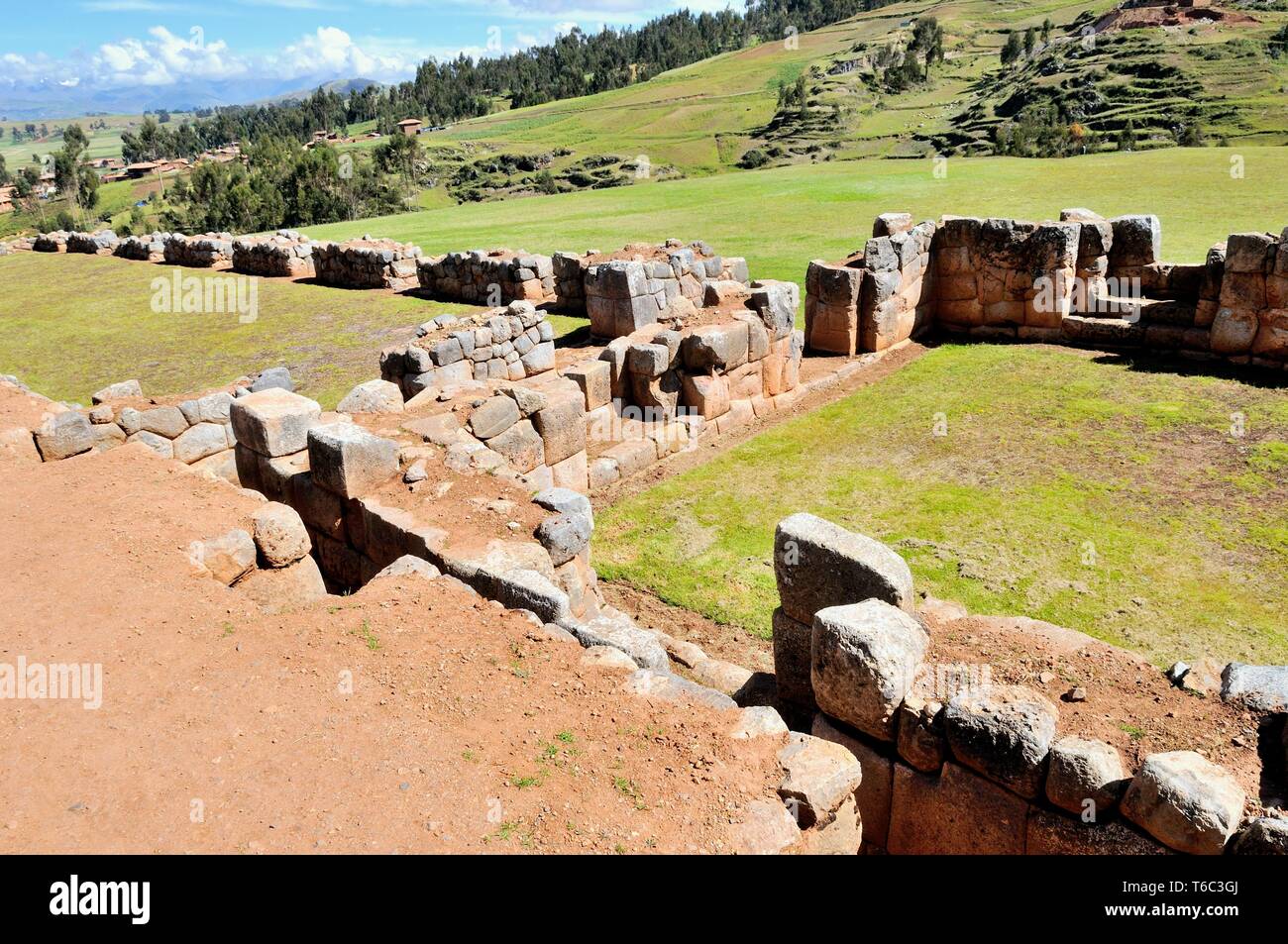Foundations of an ancient Inca temple in Chinchero Peru Stock Photo - Alamy