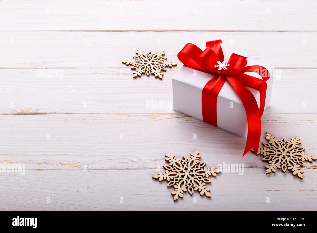 Christmas white gift box Stock Photo - Alamy