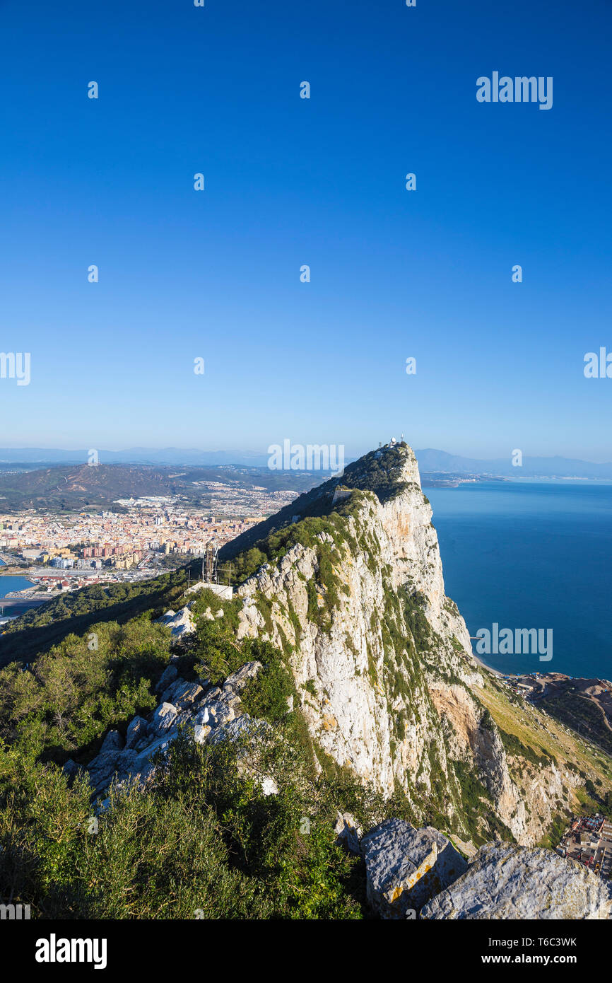 Gibraltar, View of Gibraltar rock, in the distance is the Gibraltar ...