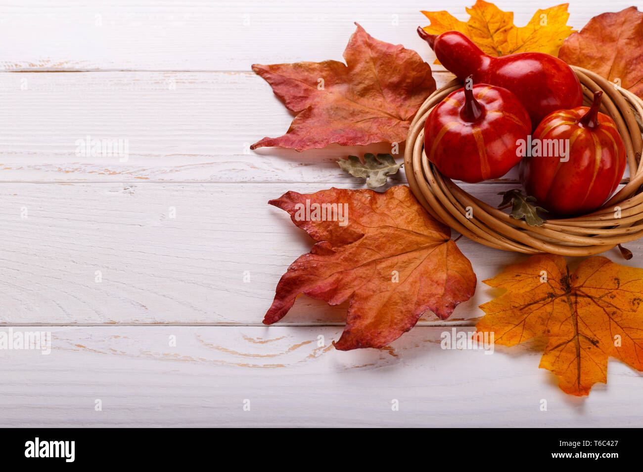 Autumn decorations background Stock Photo - Alamy