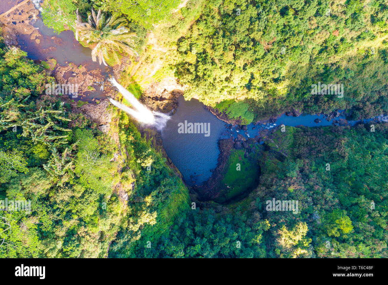 Aerial view of Chamarel waterfall. Chamarel, Black River (Riviere Noir ...