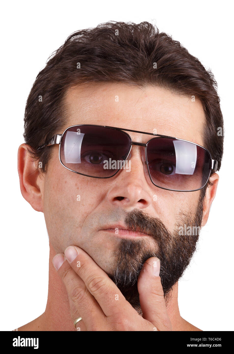 portrait of man with half shaved face Stock Photo - Alamy