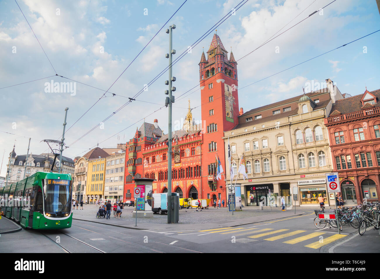 Marktplatz with the Rathaus in Basel Stock Photo - Alamy