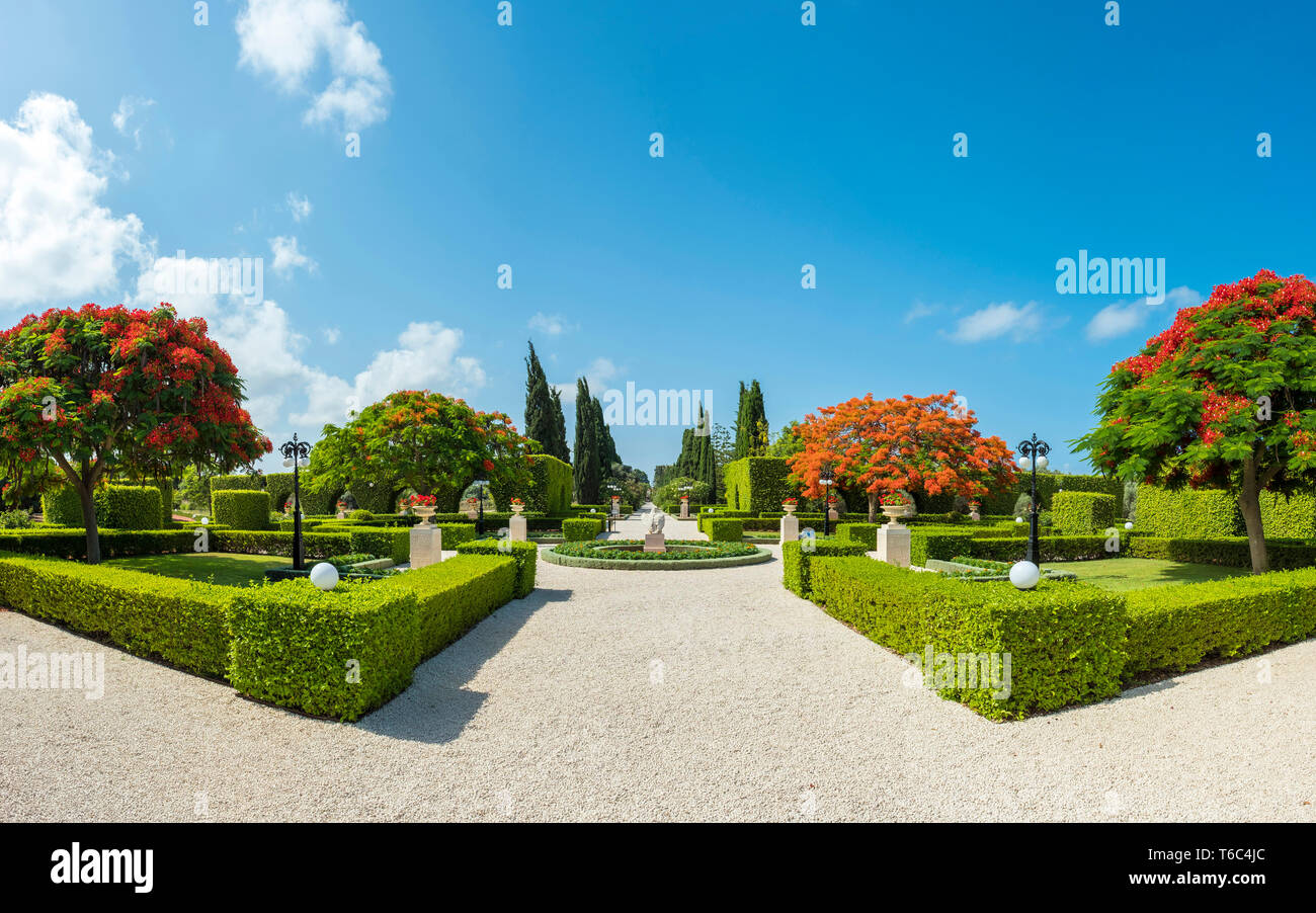 Acre (Akko). Baha'i Gardens Akko, location of the Shrine of Baha'u'llah ...
