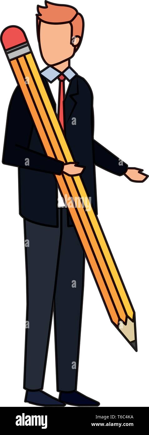elegant businessman with big pencil Stock Vector Image & Art - Alamy