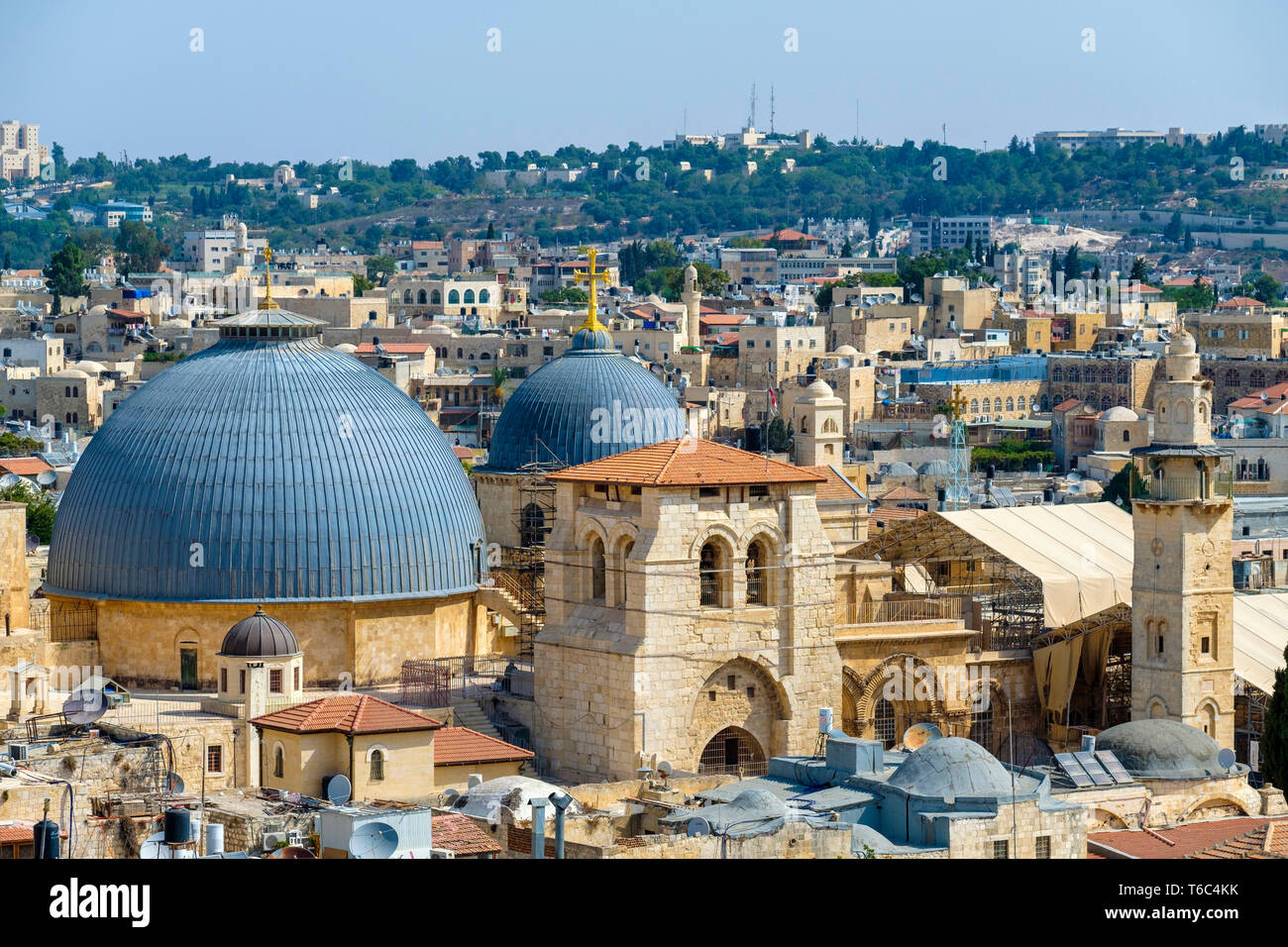 Israel, Jerusalem District, Jerusalem. High-angle view of the Church of ...