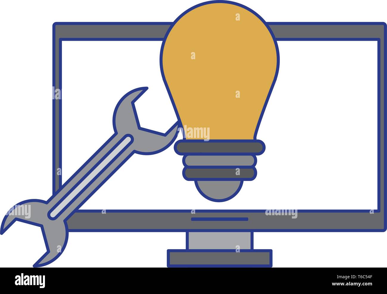 computer light bulb and wrench Stock Vector Image & Art - Alamy