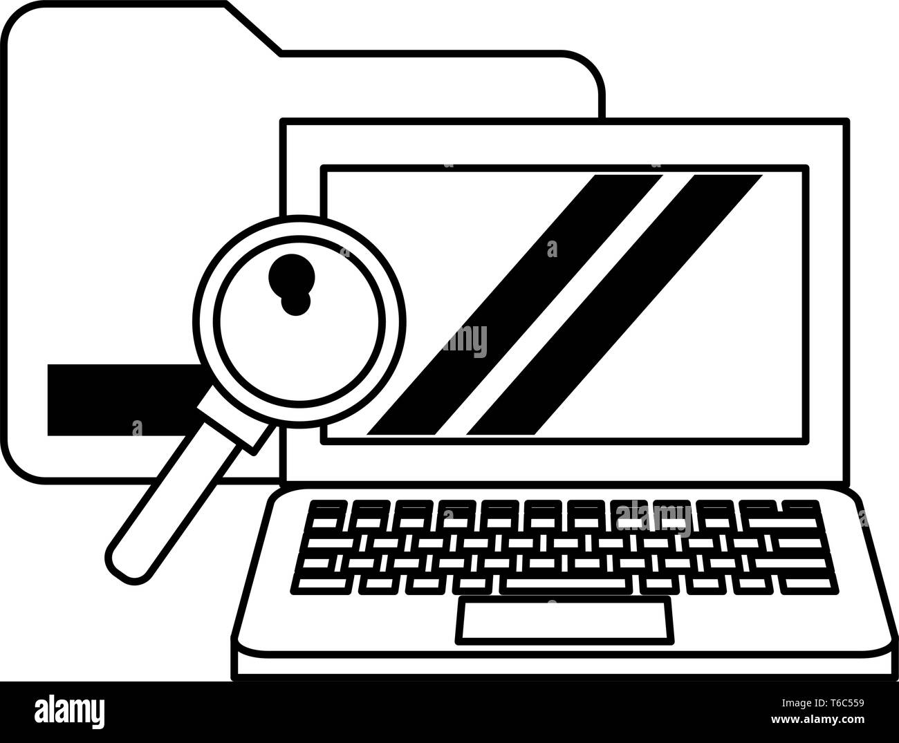 computer with magnifying glass and document Stock Vector Image & Art ...