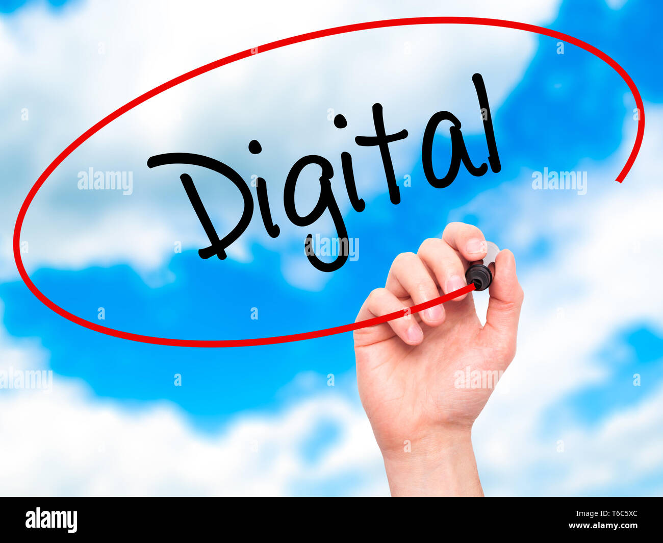 Man Hand writing Digital with black marker on visual screen Stock Photo ...