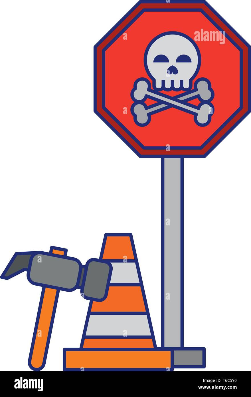 danger sign with tools blue lines Stock Vector Image & Art - Alamy