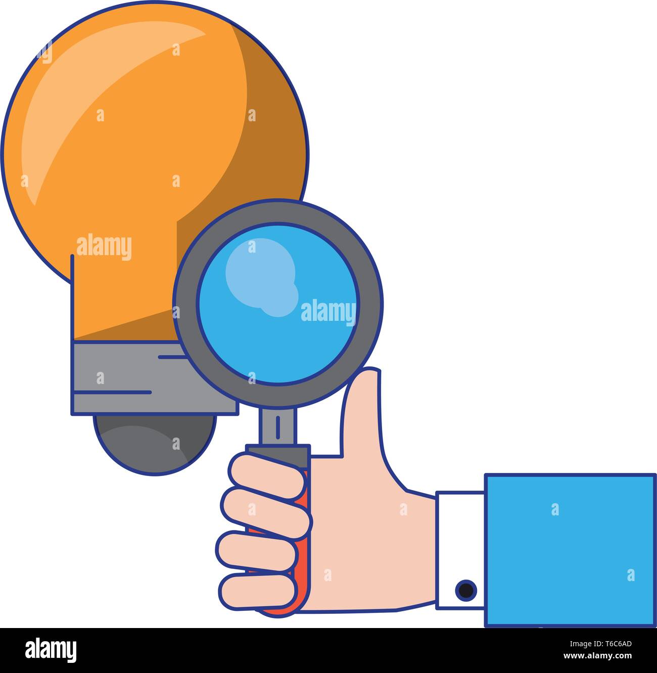 hand with magnifying glass and light bulb Stock Vector Image & Art - Alamy
