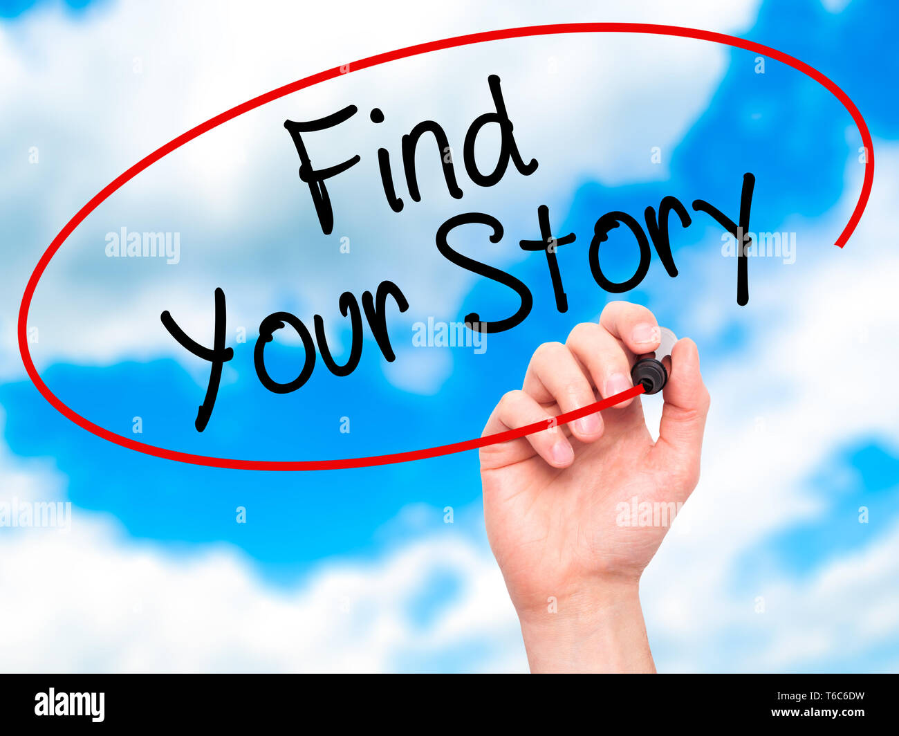 Man Hand writing Find Your Story with black marker on visual screen ...