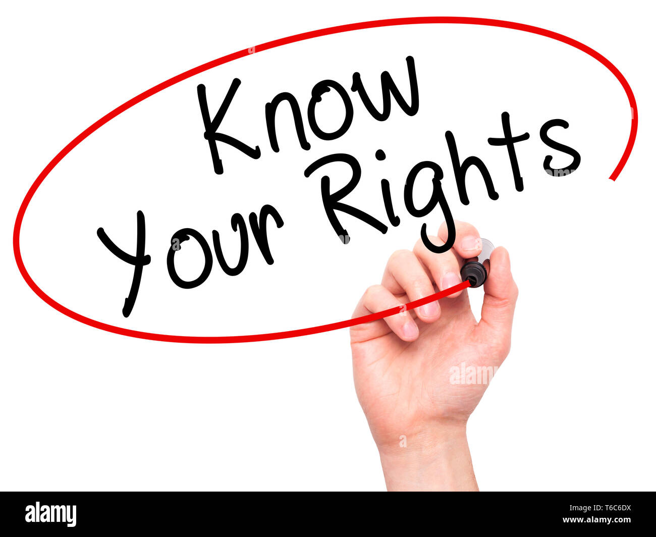Man Hand writing Know Your Rights with black marker on visual screen ...
