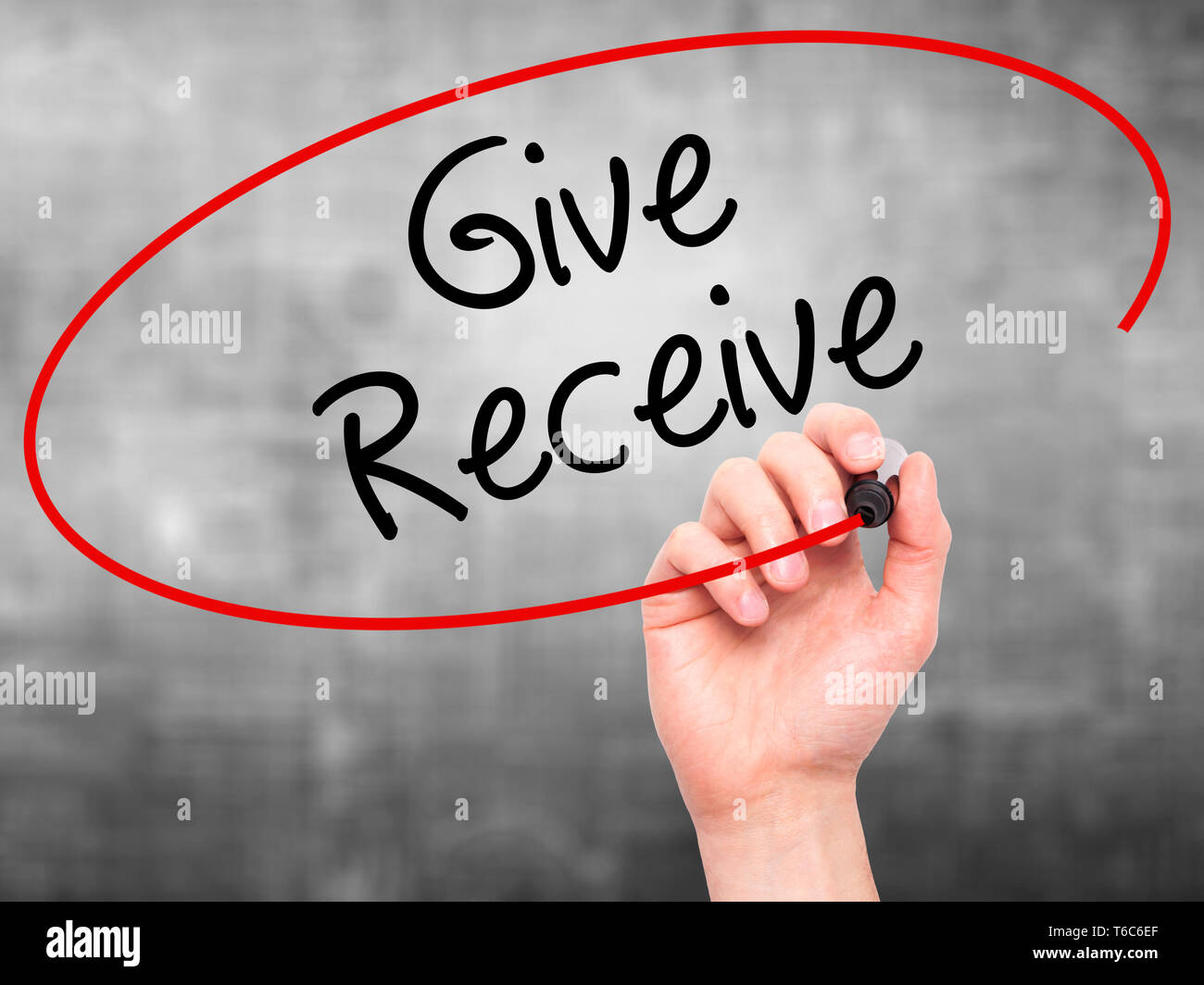 Man Hand writing Give Receive with black marker on visual screen Stock ...