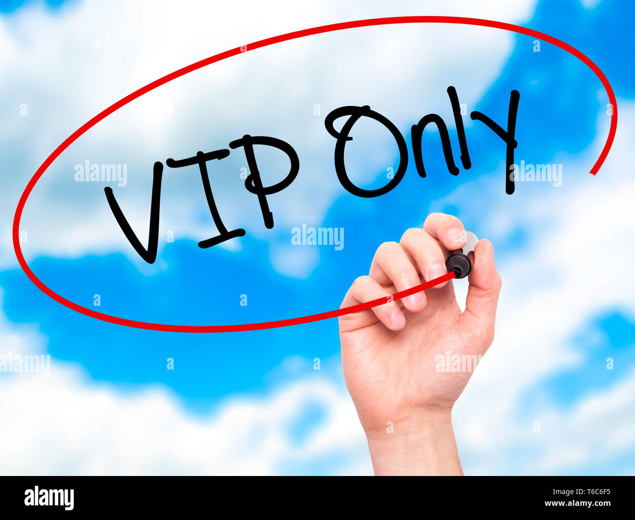 Man Hand writing VIP Only with black marker on visual screen Stock ...
