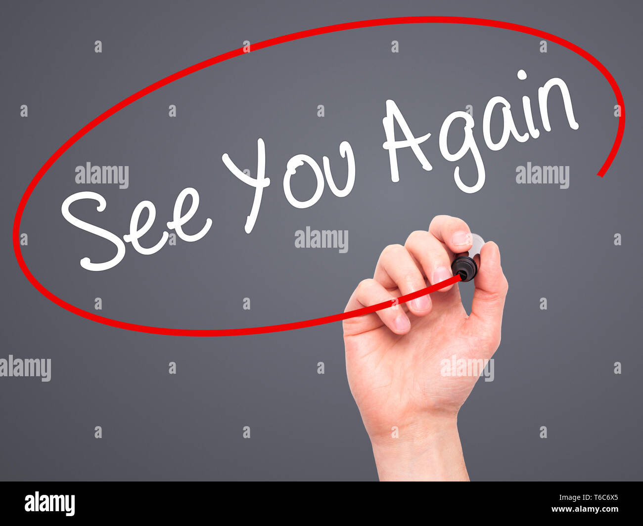 Man Hand writing See You Again with black marker on visual screen Stock ...