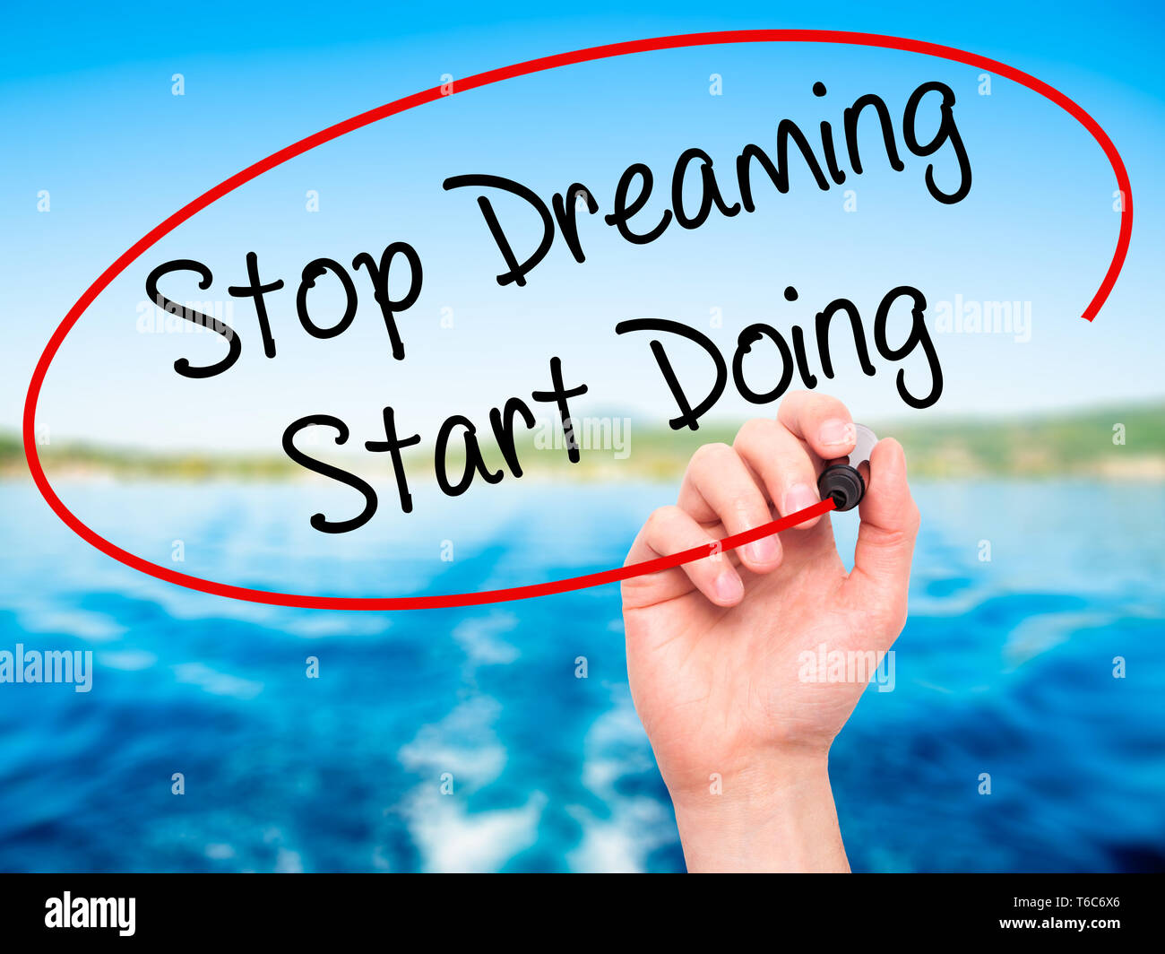 Stop dreaming start doing motivational hi-res stock photography and ...