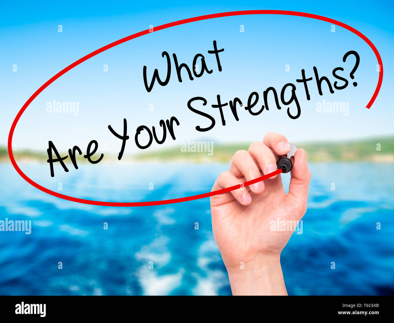 Man Hand writing What Are Your Strengths? with black marker on visual ...