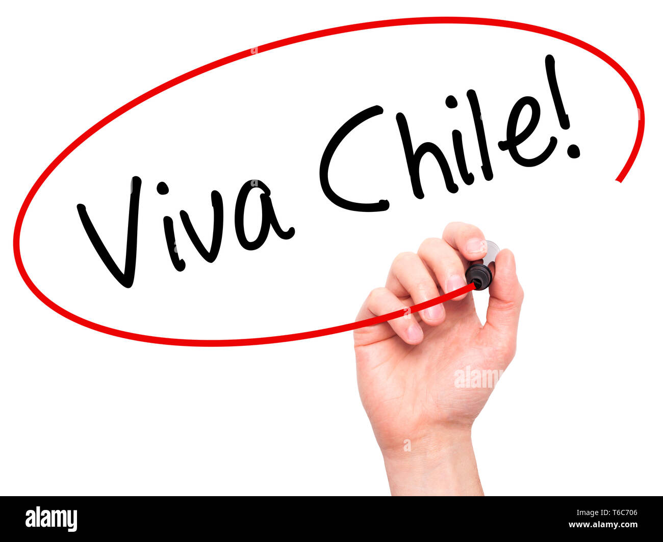 Man Hand writing Viva Chile! with black marker on visual screen Stock ...
