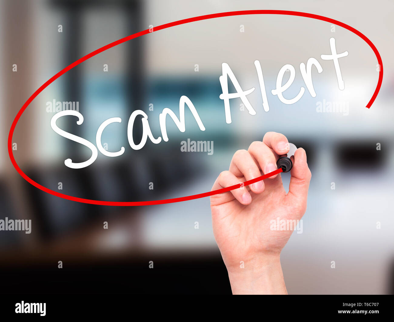 Hand writing sign scam hi-res stock photography and images - Alamy