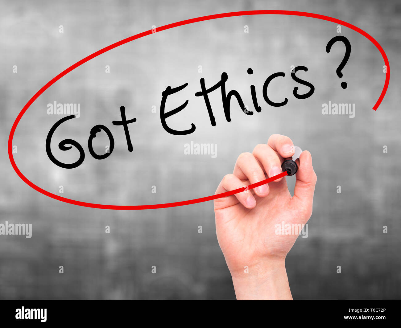 Man Hand writing Got Ethics with black marker on visual screen Stock ...
