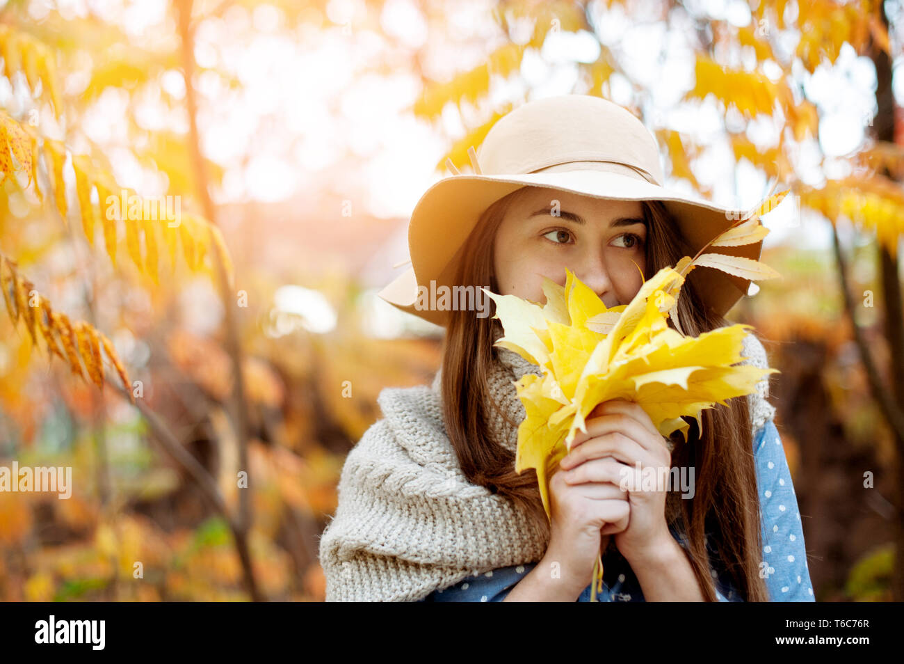 Beautiful woman nature fall hi-res stock photography and images - Alamy