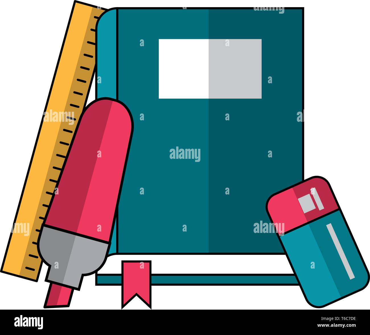 book with marker and rule Stock Vector Image & Art - Alamy