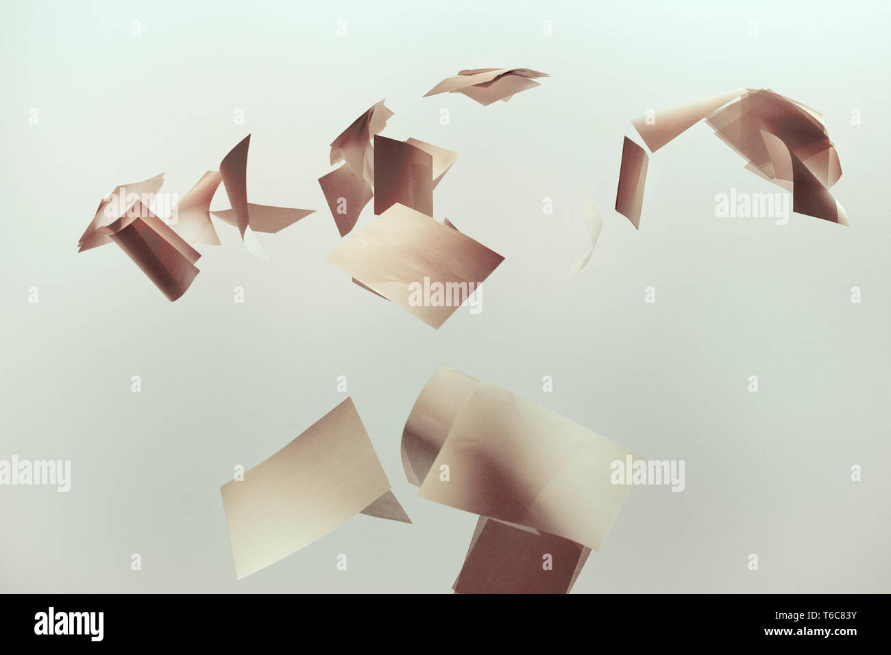 Flying blank documents hi-res stock photography and images - Alamy