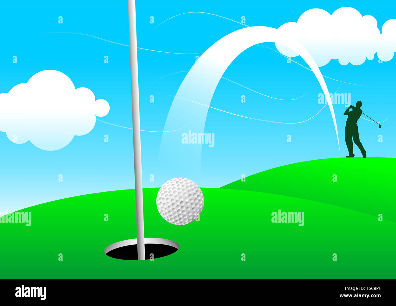 Golfer playing a hole in one shot Stock Photo - Alamy
