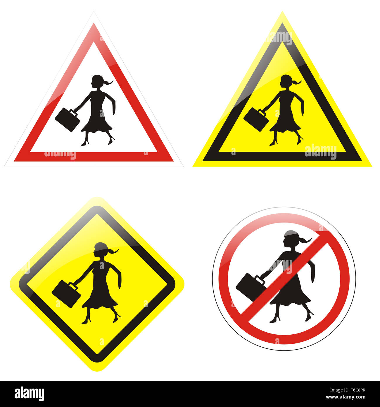 Set of signs that are depicting that a certain zone is forbidden for ...