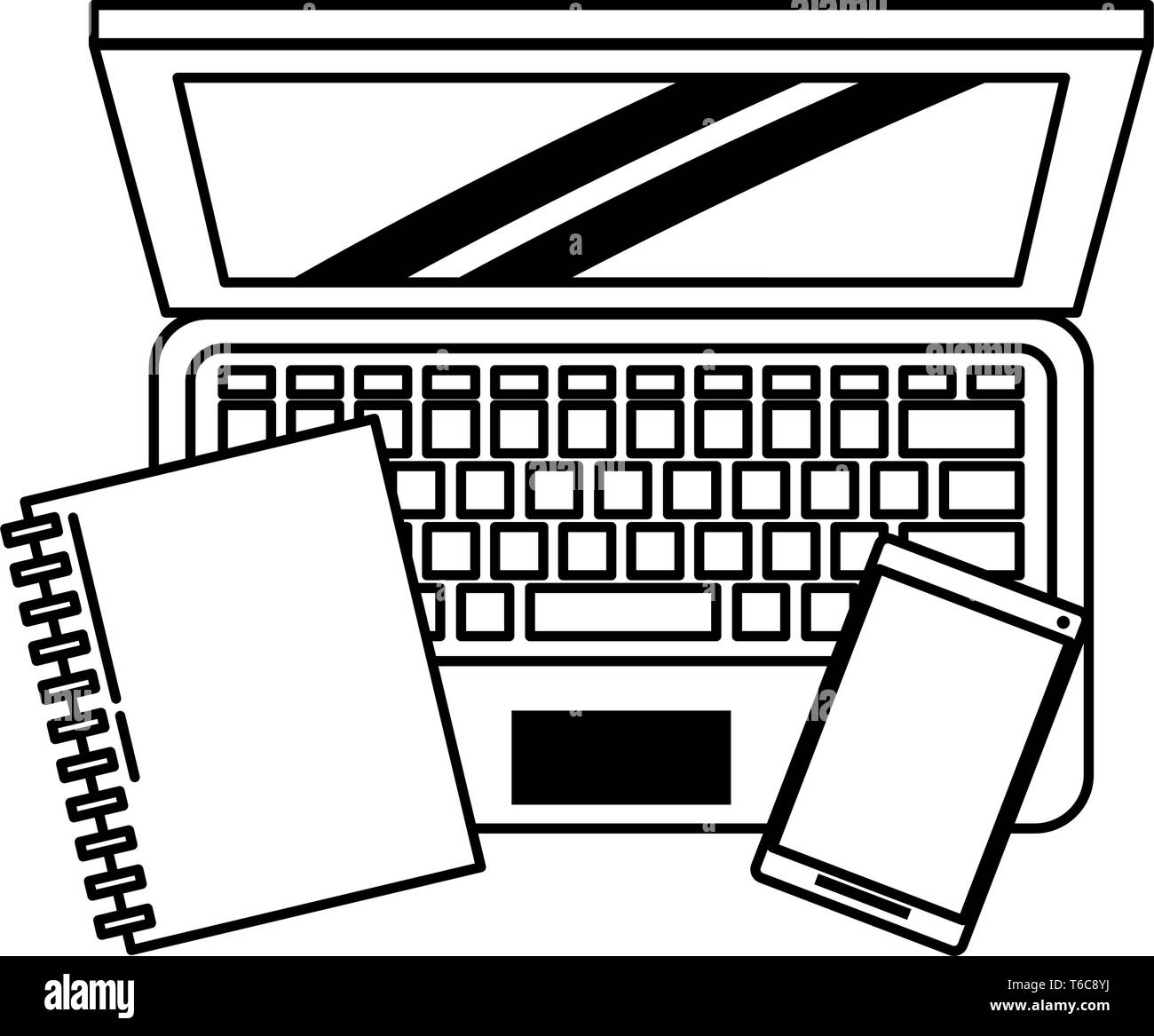 computer with book and cellphone Stock Vector Image & Art - Alamy