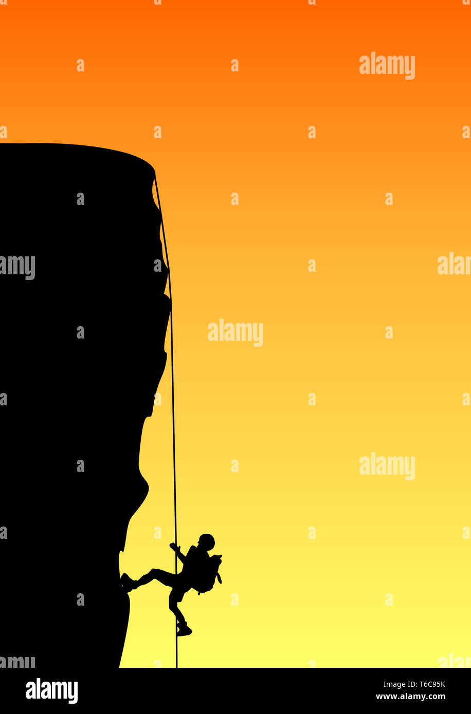 Illustration of a rock climber in ascent Stock Photo - Alamy