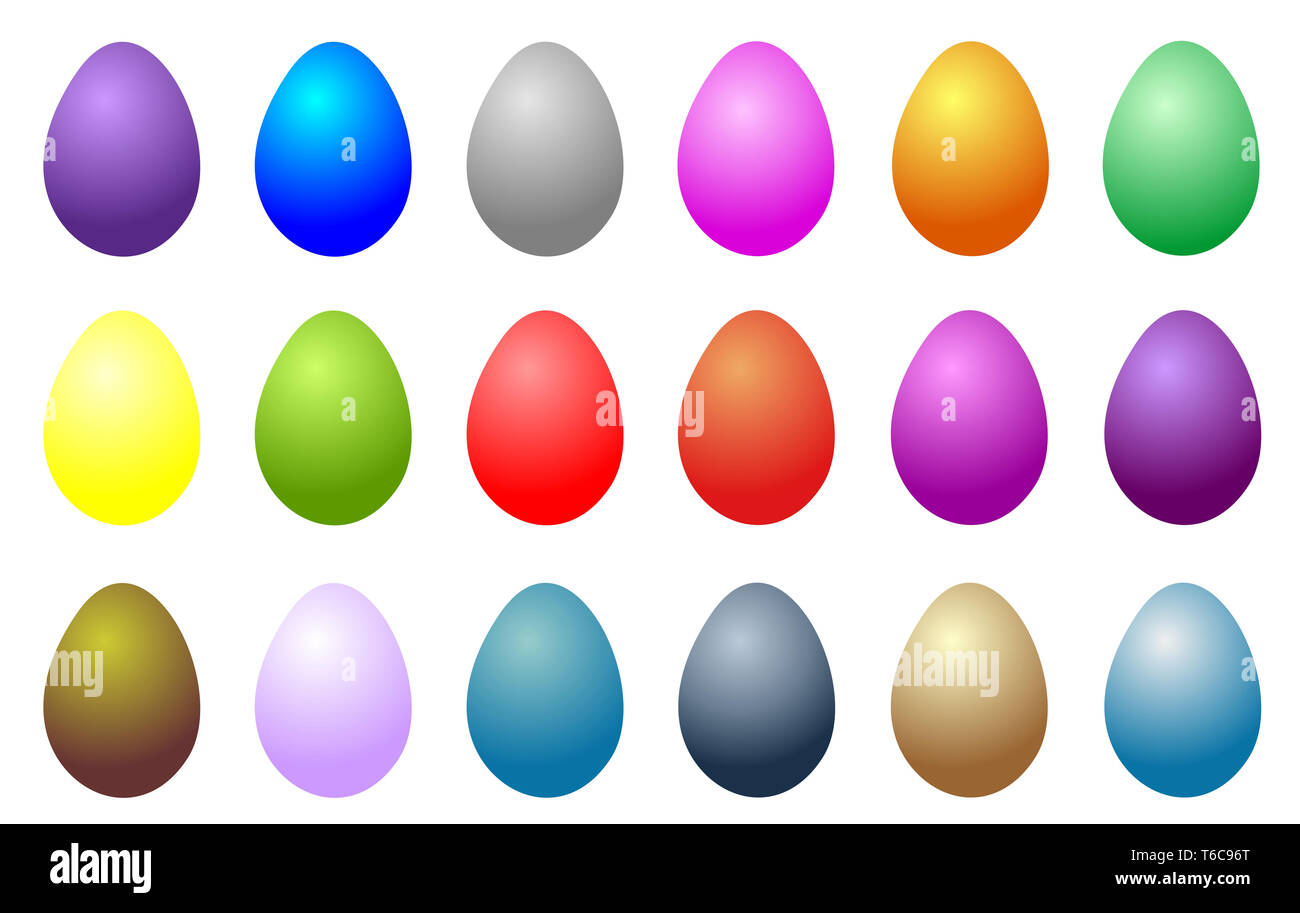 Illustration of eggs in different colours Stock Photo - Alamy