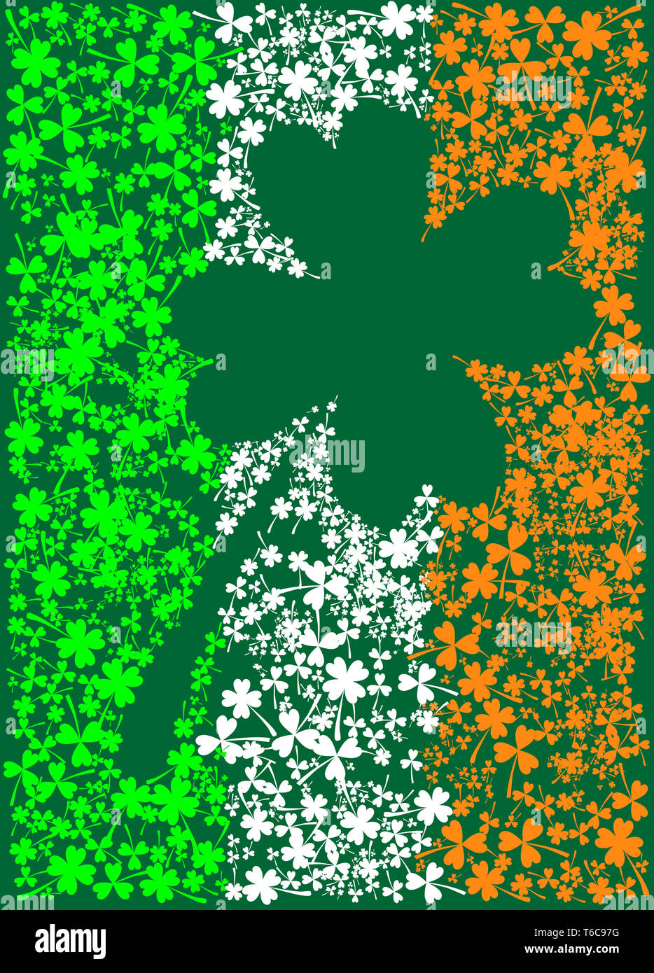The Irish flag made from clover leaves in different colors Stock Photo ...