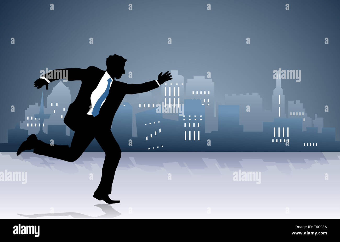 Illustration of a businessman running towards or away from something ...