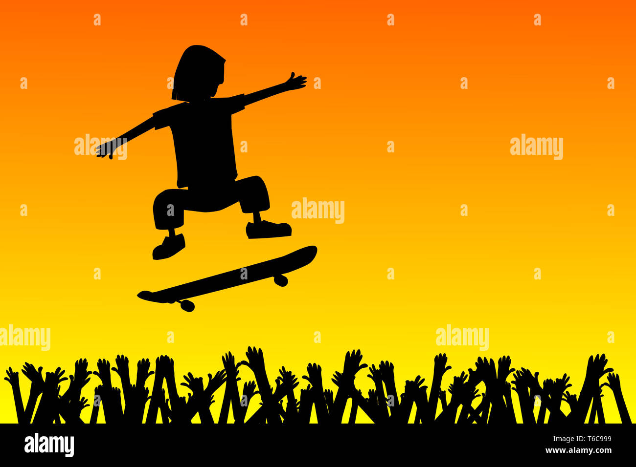 Skateboarder jumping over people Stock Photo - Alamy