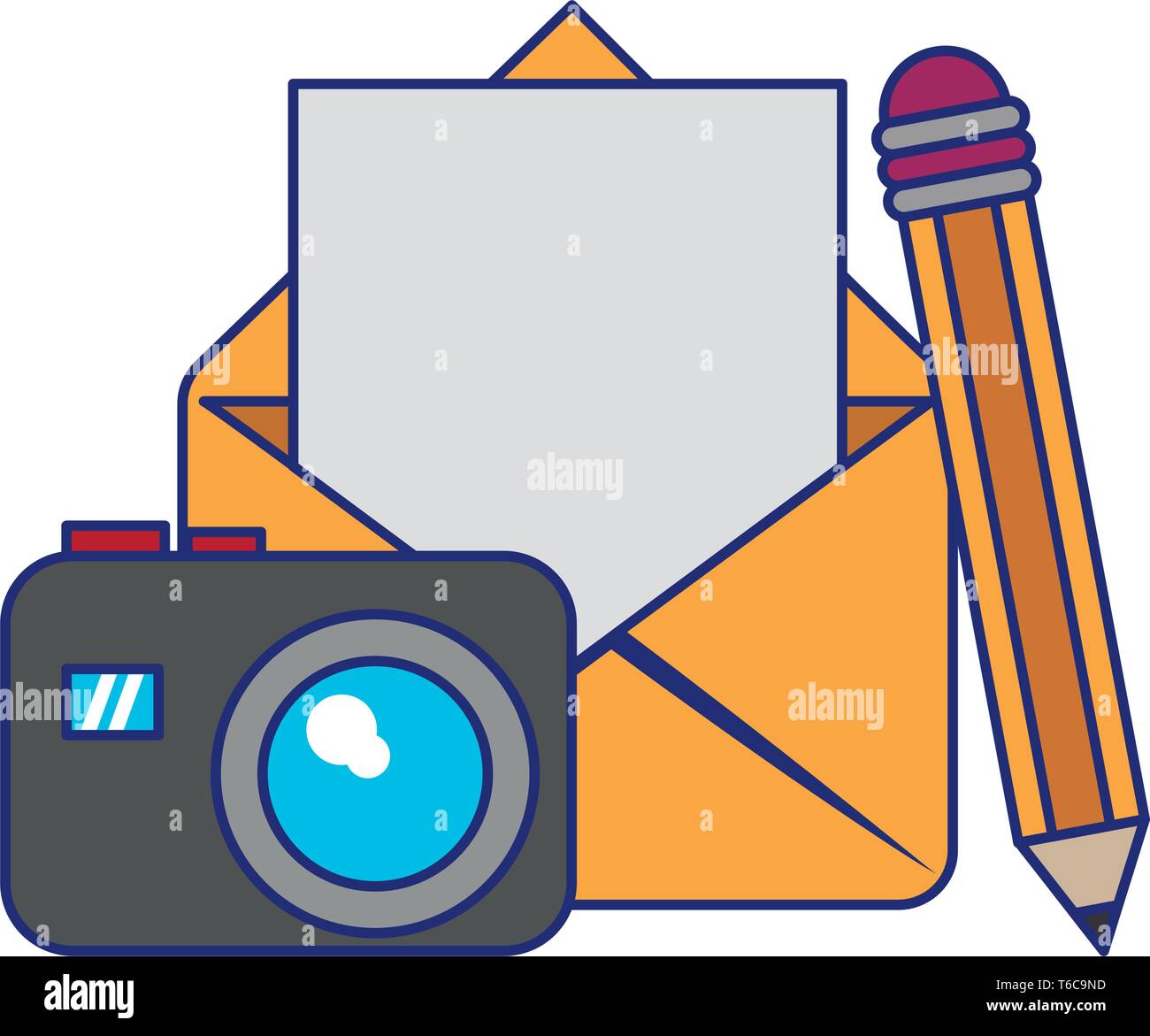 envelope and camera blue lines Stock Vector Image & Art - Alamy