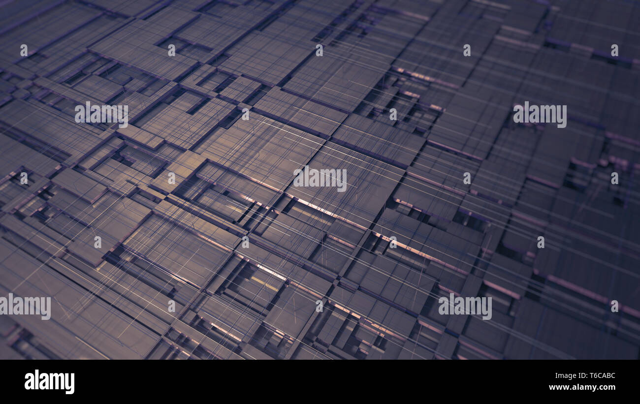 Detailed high-tech geometric abstract background. 3D illustration ...