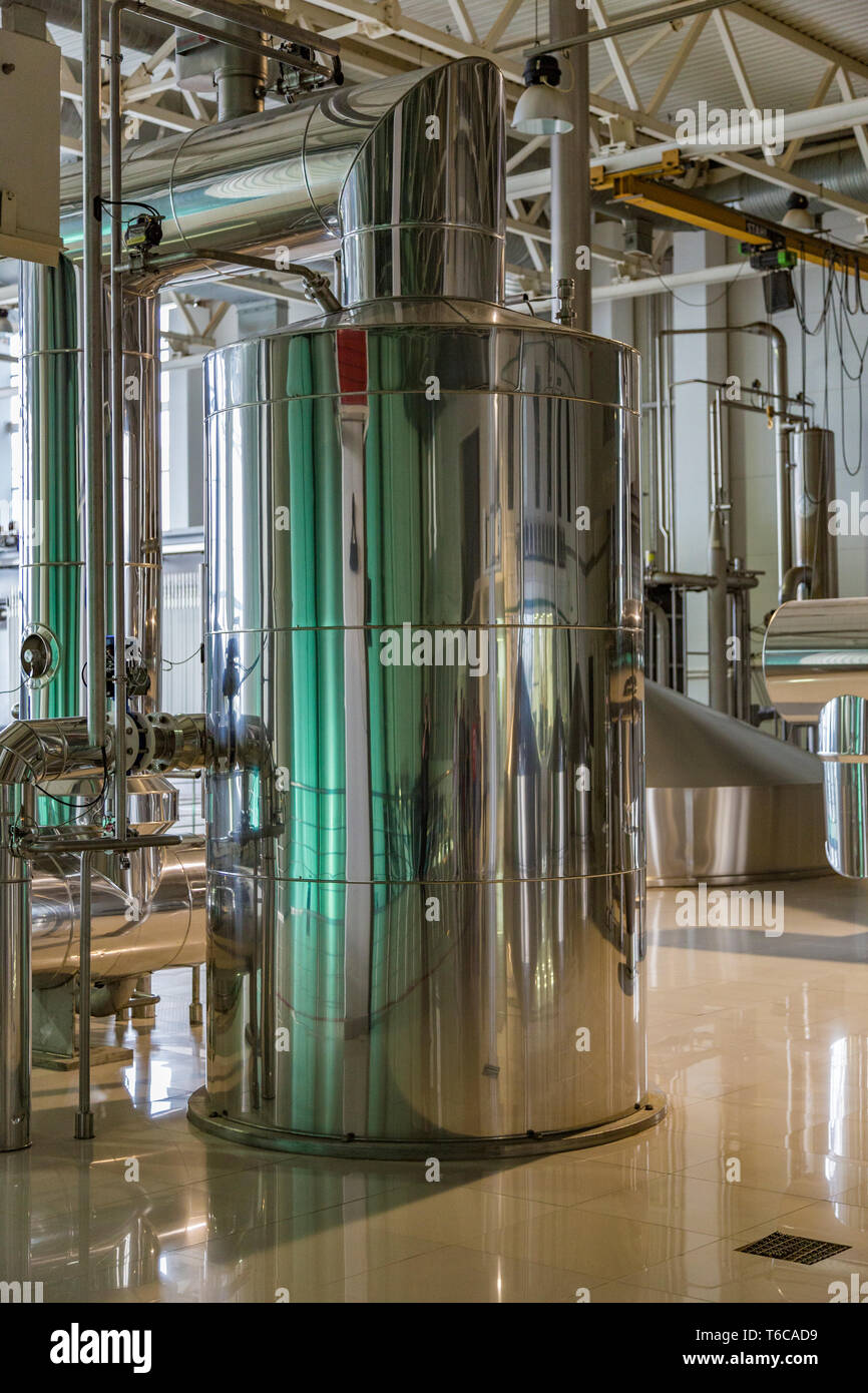 Equipment for production of beer in factory shops Stock Photo - Alamy