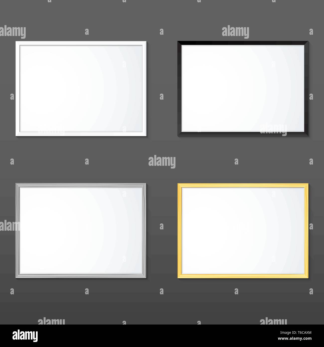 vector horizontal white black wood border empty photo frame mock up ...