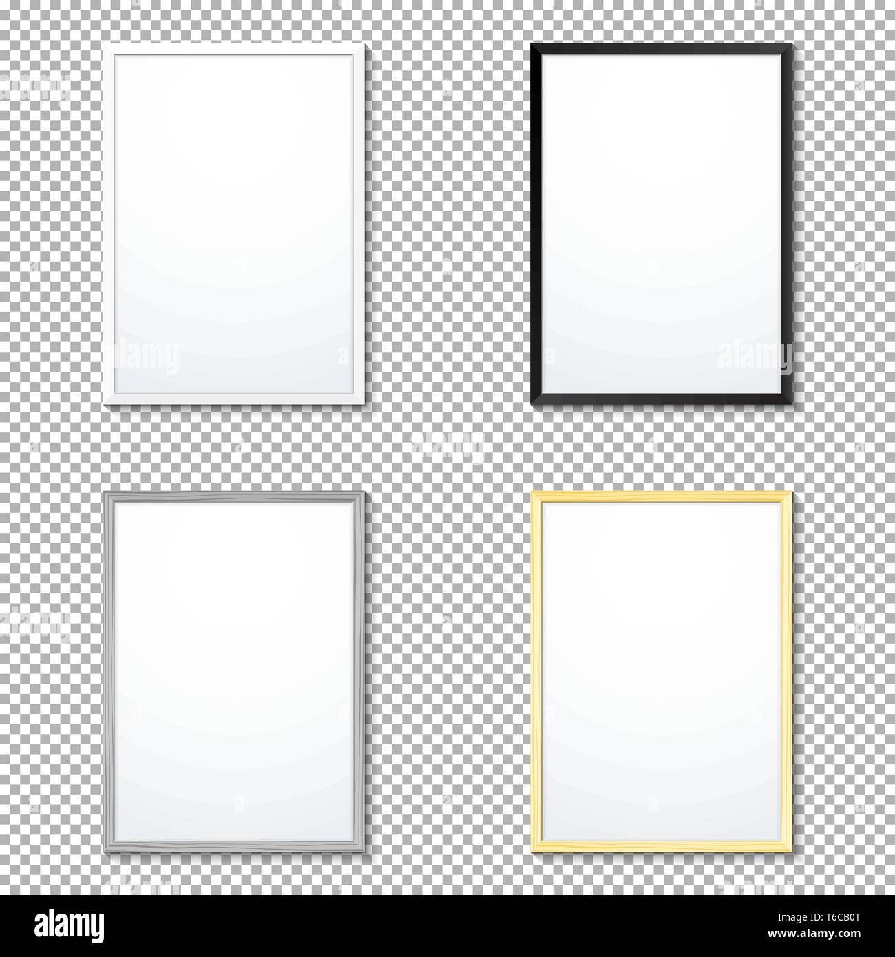 vector vertical white black wood border empty photo frame mock up ...