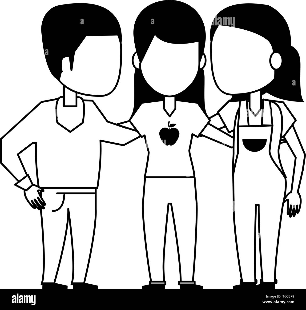 Friends people cartoon in black and white Stock Vector Image & Art - Alamy