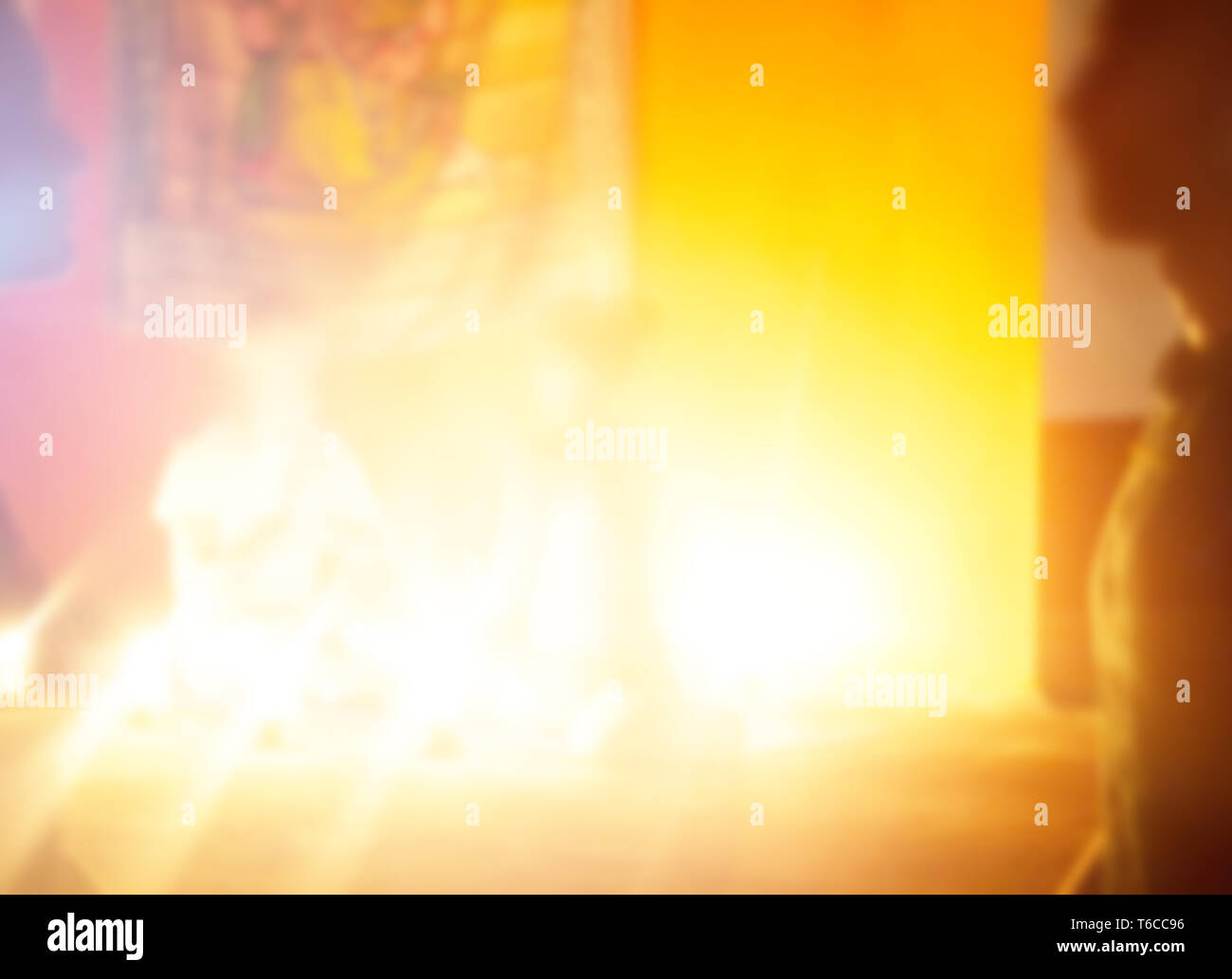 strong blurred, mystical sacred action in the style of yoga and shamans ...