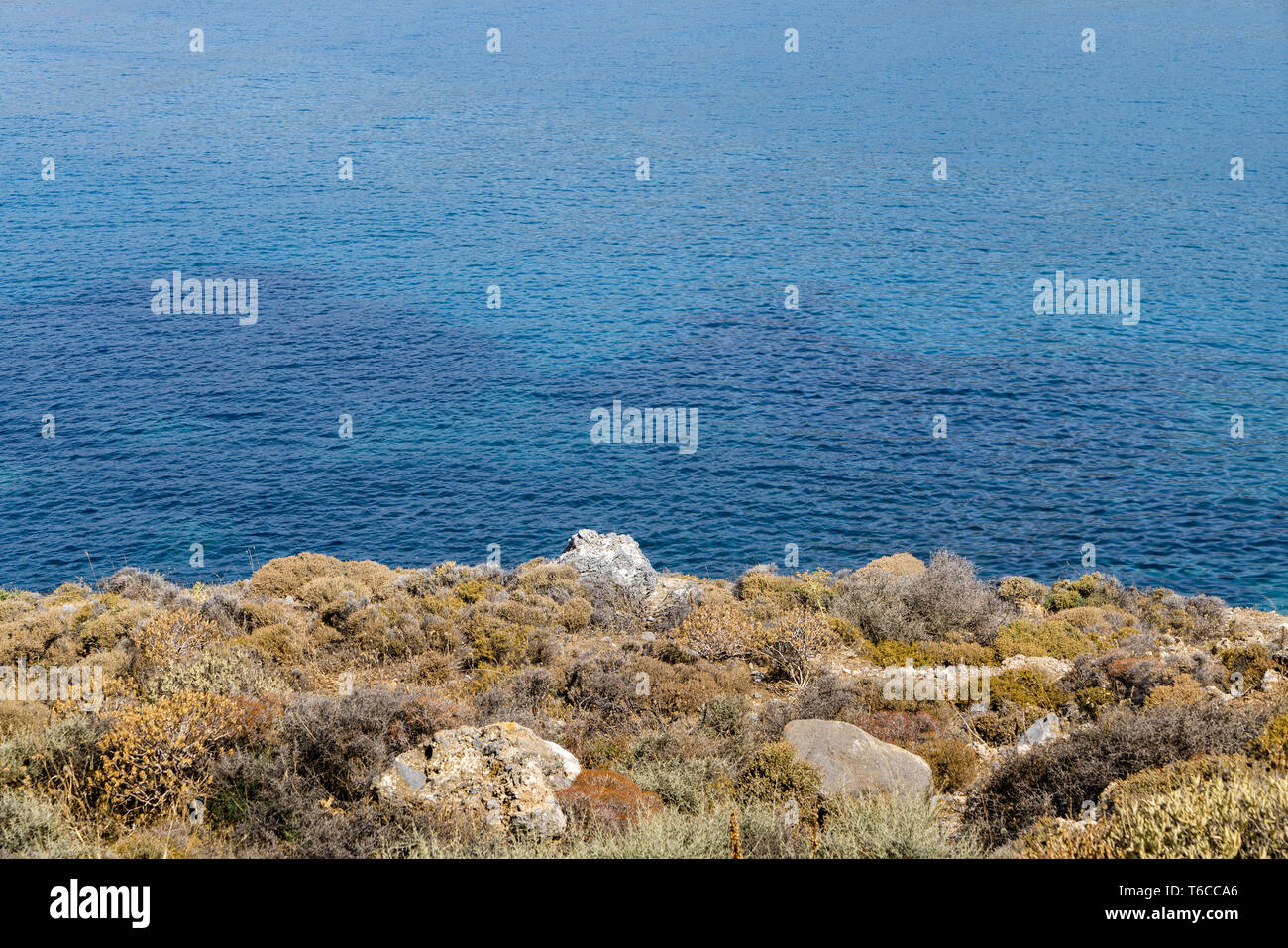 overgrown cliff and turquoise ocean Stock Photo - Alamy